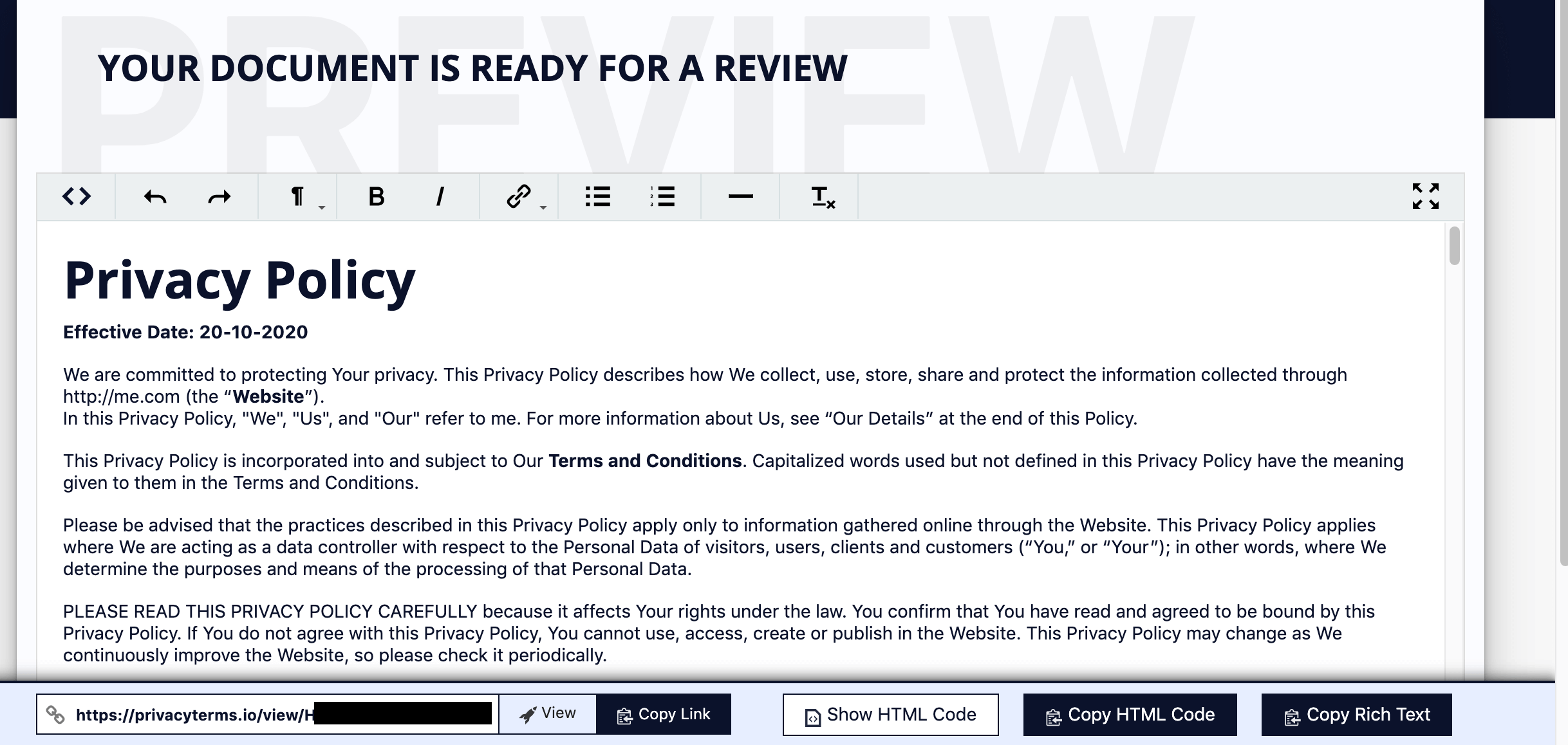 How to Create Your Legal Documents with the privacyterms.io Generators ...